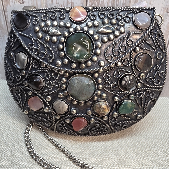 Sajai | Bags | Vintage Sajai Metal Purse With Multicolor Stones And ...
